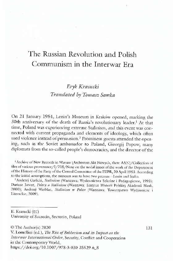 (PDF) The Russian Revolution and Polish Communism in the Interwar Era