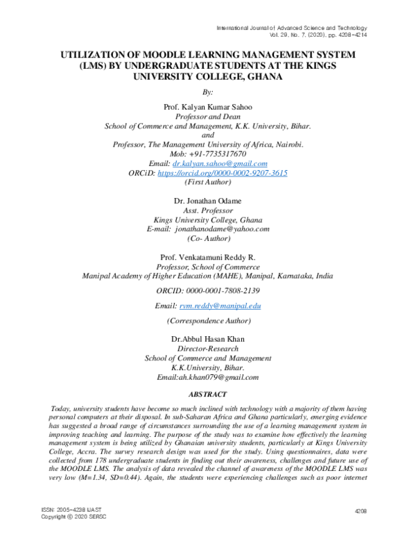 (PDF) UTILIZATION OF MOODLE LEARNING MANAGEMENT SYSTEM (LMS) BY UNDERGRADUATE STUDENTS AT THE ...