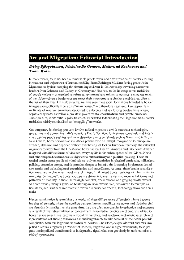 (PDF) Migration: Editorial Introduction