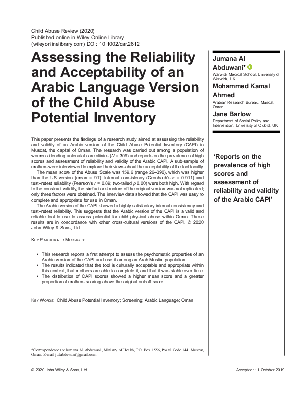 (PDF) Assessing the Reliability and Acceptability of an Arabic Language ...