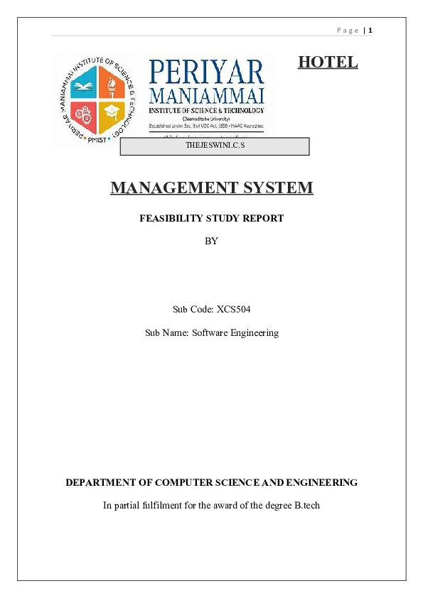 (DOC) HOTEL MANAGEMENT SYSTEM FEASIBILITY STUDY REPORT FEA SIB LIT Y ...