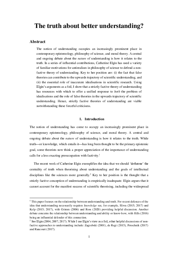 (PDF) The truth about better understanding?