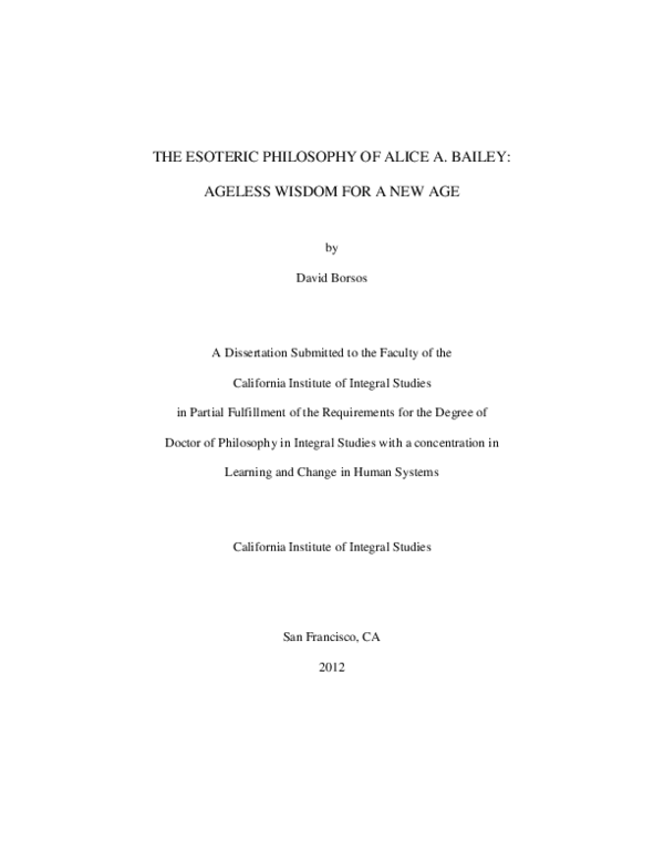 (PDF) THE ESOTERIC PHILOSOPHY OF ALICE A. BAILEY: AGELESS WISDOM FOR A ...