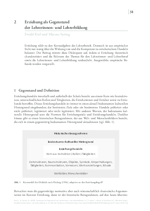 (PDF) Erziehung als Gegenstand der Lehrerinnen-und Lehrerbildung Ewald ...
