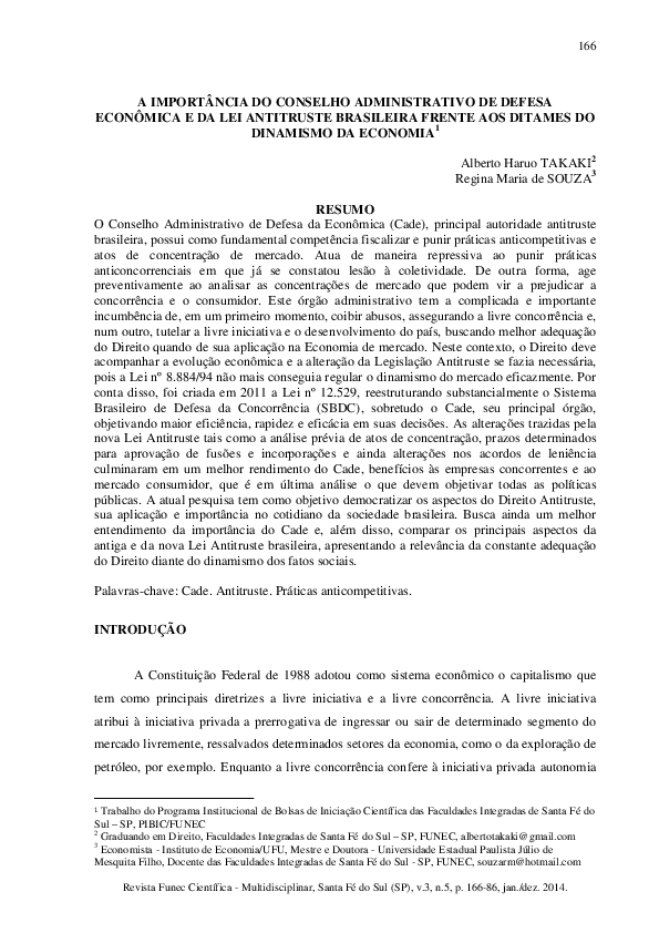 (PDF) A IMPORTÂNCIA DO CONSELHO ADMINISTRATIVO DE DEFESA ECONÔMICA E DA ...