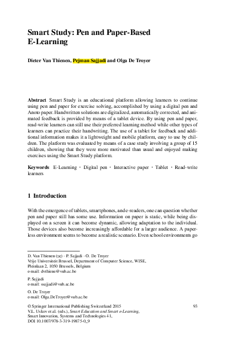 (PDF) Smart Study: Pen and Paper-Based E-Learning