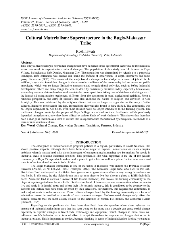 (PDF) Cultural Materialism: Superstructure in the Bugis-Makassar Tribe