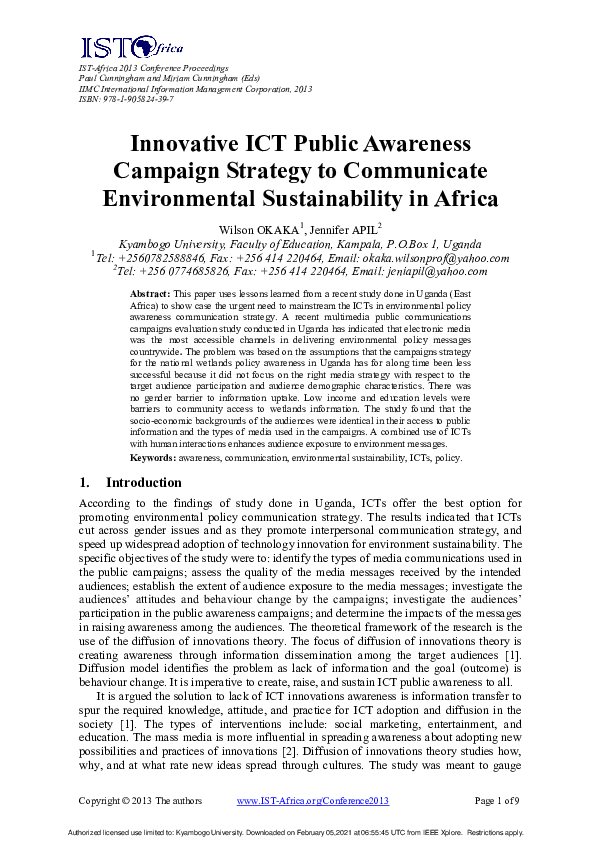 (PDF) Innovative ICT Public Awareness Campaign Strategy to Communicate ...