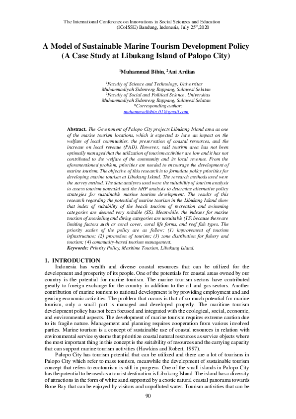 (PDF) A Model of Sustainable Marine Tourism Development Policy (A Case ...