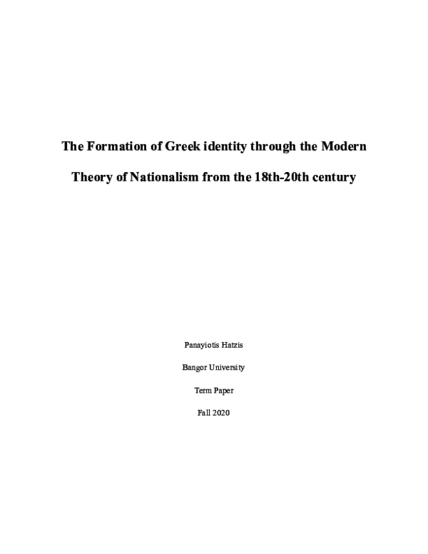 (PDF) The Formation of Greek identity through the Modern Theory of ...