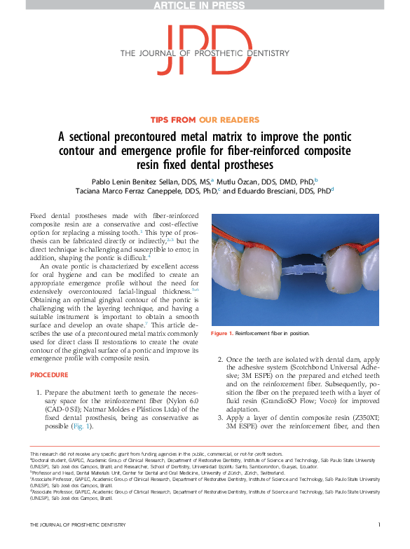 (PDF) A sectional precontoured metal matrix to improve the pontic ...