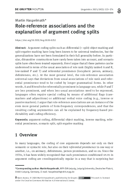 Pdf Role Reference Associations And The Explanation Of Argument
