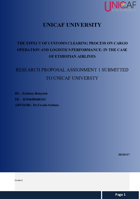 (DOC) THE EFFECT OF CUSTOMS CLEARING PROCESS ON CARGO OPERATION AND ...