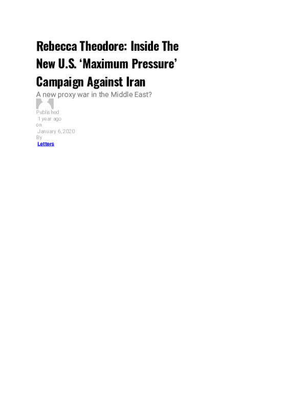 (PDF) Rebecca Theodore: Inside The New U.S. 'Maximum Pressure' Campaign ...