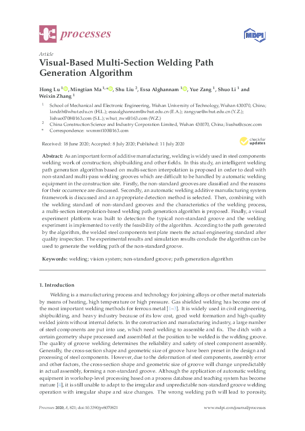 Pdf Visual Based Multi Section Welding Path Generation Algorithm