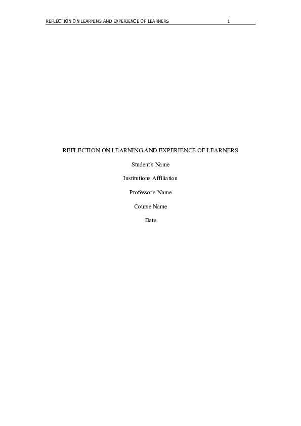 (DOC) REFLECTION ON LEARNING AND EXPERIENCE OF LEARNERS