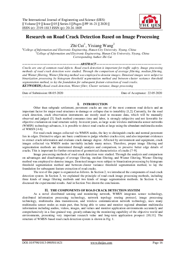 (PDF) Research on Road Crack Detection Based on Image Processing