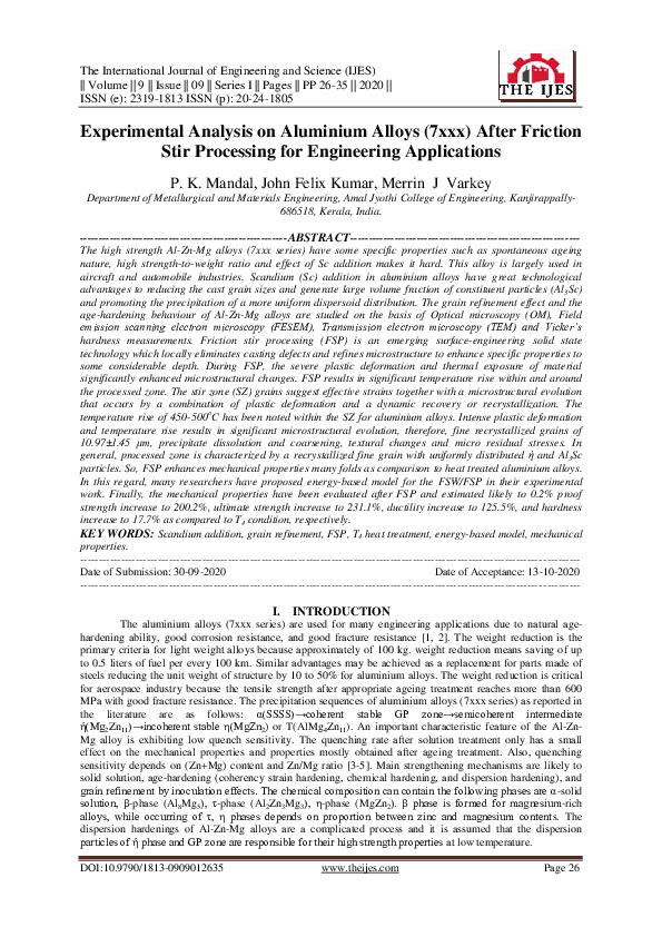 (PDF) Experimental Analysis on Aluminium Alloys (7xxx) After Friction ...