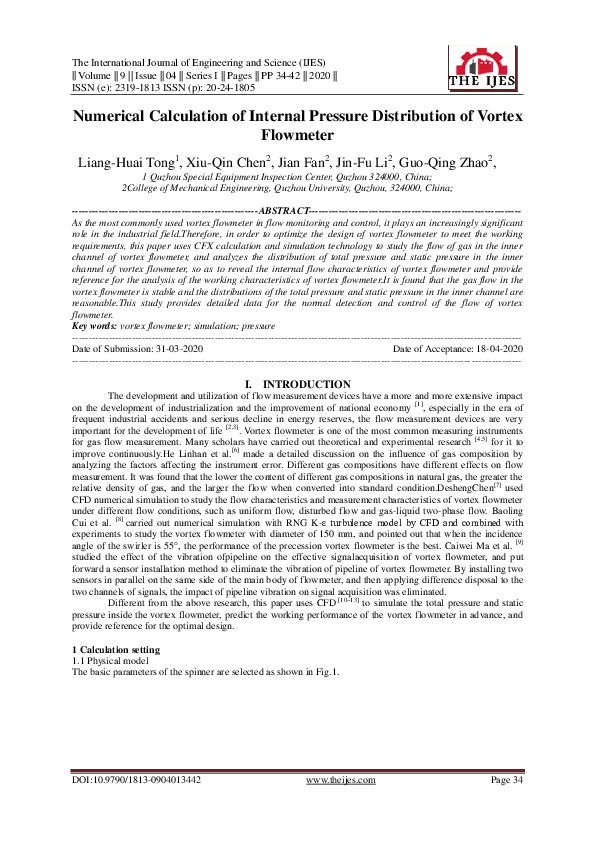 (PDF) Numerical Calculation of Internal Pressure Distribution of Vortex ...