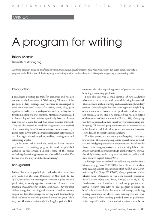 (PDF) A program for writing