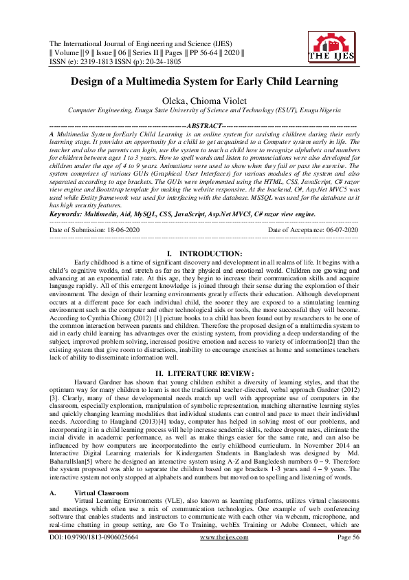 (PDF) Design of a Multimedia System for Early Child Learning