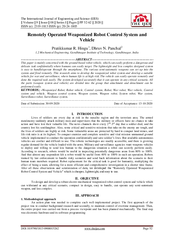 (PDF) Remotely Operated Weaponized Robot Control System and Vehicle
