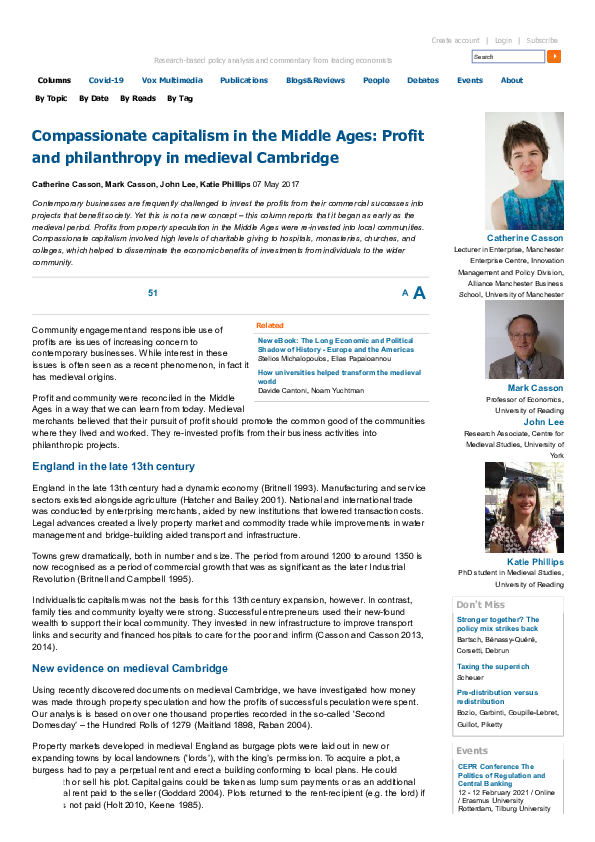 (PDF) Compassionate capitalism in the Middle Ages: Profit and ...