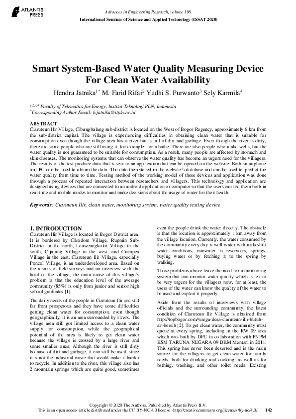 (PDF) Smart System-Based Water Quality Measuring Device For Clean Water ...