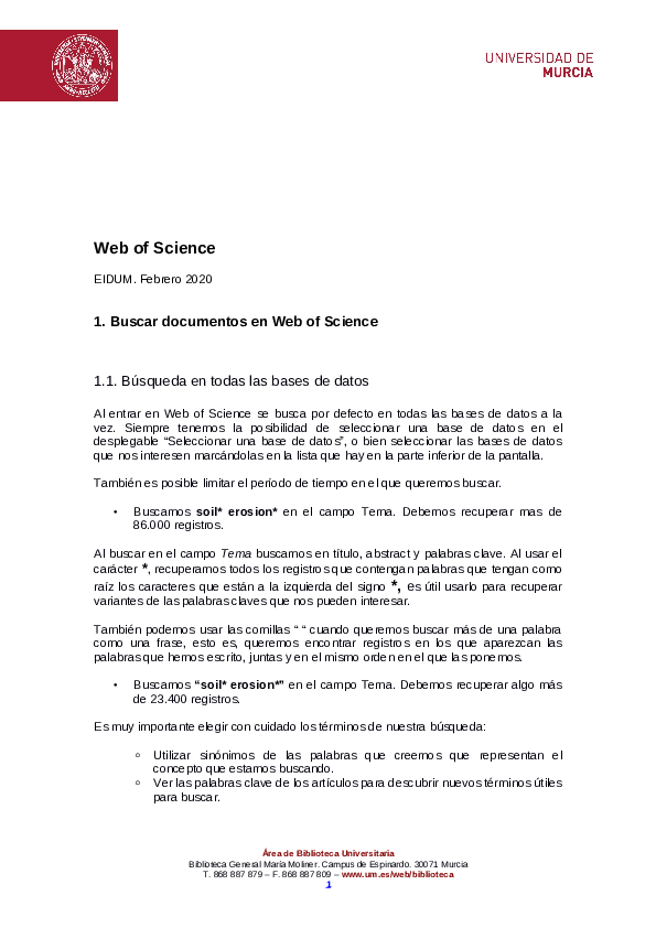 (PDF) Ejercicios en WOS (Web of Science)
