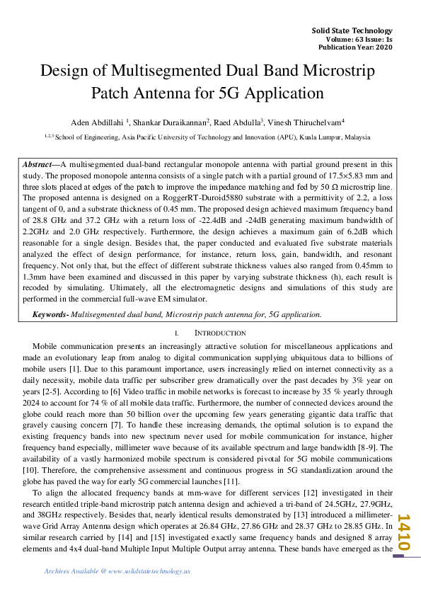 (PDF) Design of Multisegmented Dual Band Microstrip Patch Antenna for ...