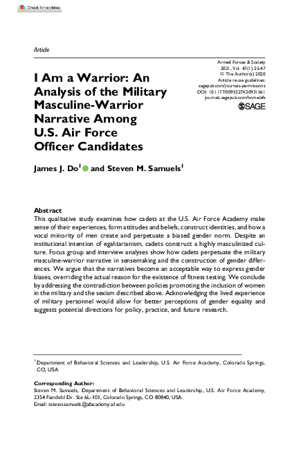 (PDF) I Am a Warrior: An Analysis of the Military Masculine-Warrior ...