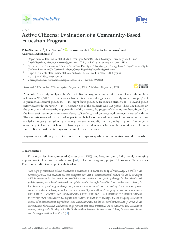 (PDF) Active Citizens: Evaluation of a Community-Based Education Program