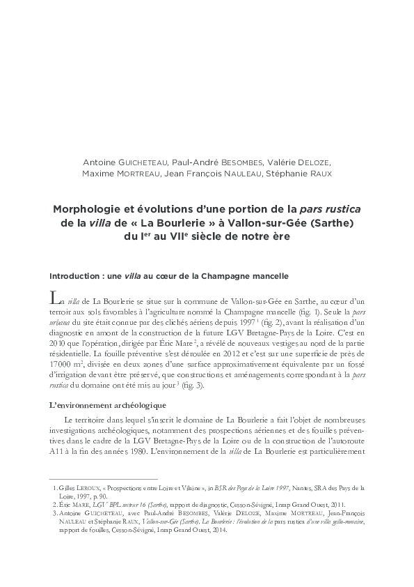 (PDF) Morphologie et évolutions d’une portion de la pars rustica de la ...