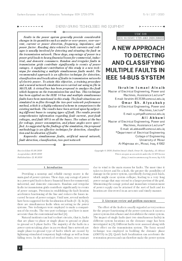 Pdf A New Approach To Detecting And Classifying Multiple Faults In