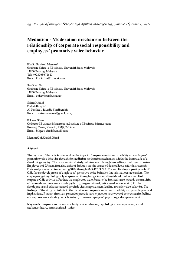(PDF) Mediation -Moderation mechanism between the relationship of ...