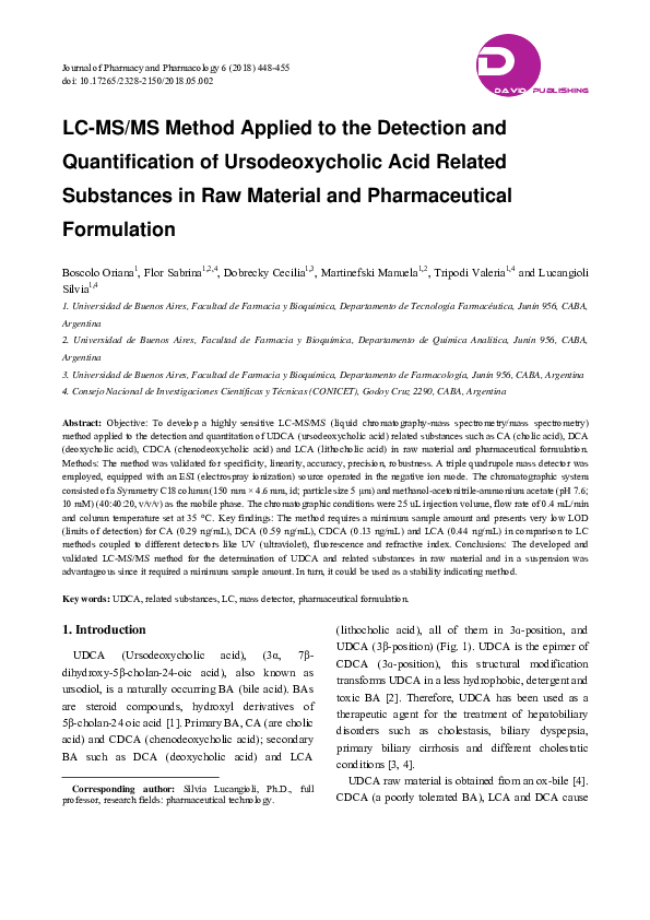 (PDF) LC-MS/MS Method Applied to the Detection and Quantification of ...