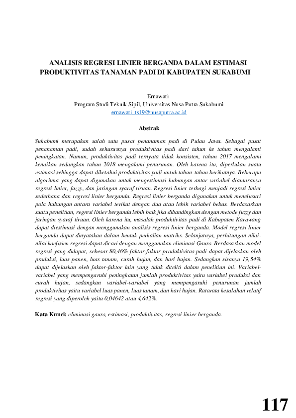 (PDF) JURNAL menggunakan regresi linear