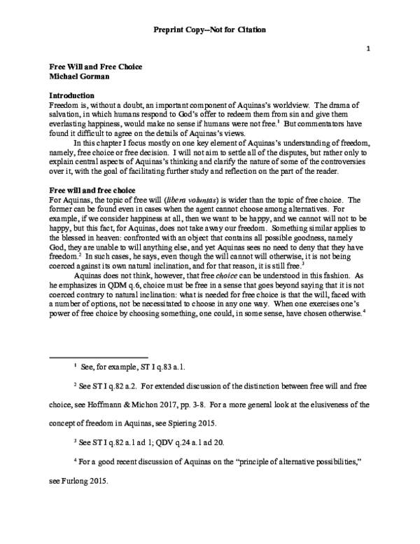 (PDF) Free Will and Free Choice