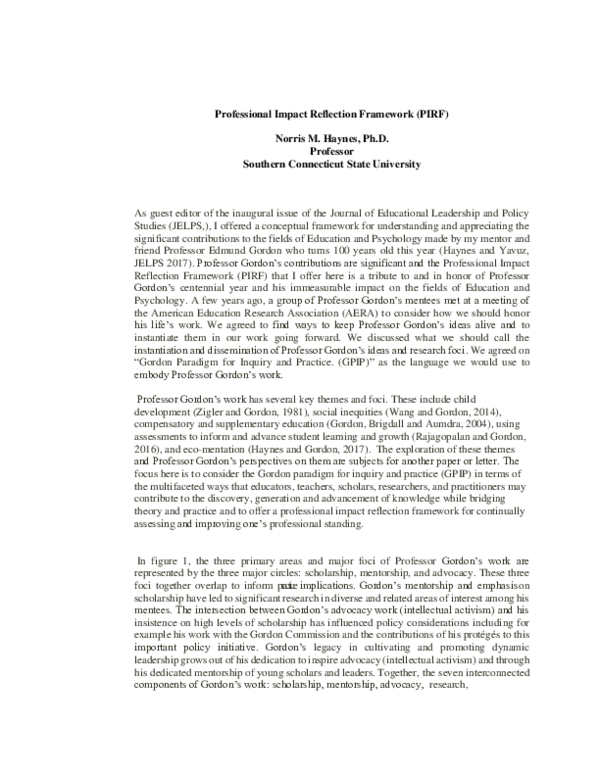 (PDF) Professional Impact Reflection Framework (PIRF