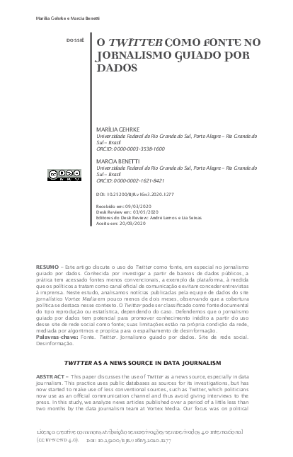 (PDF) O Twitter como fonte no jornalismo guiado por dados