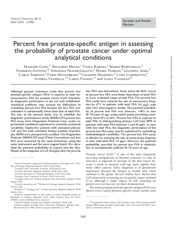 (PDF) Percent free prostate-specific antigen in assessing the ...
