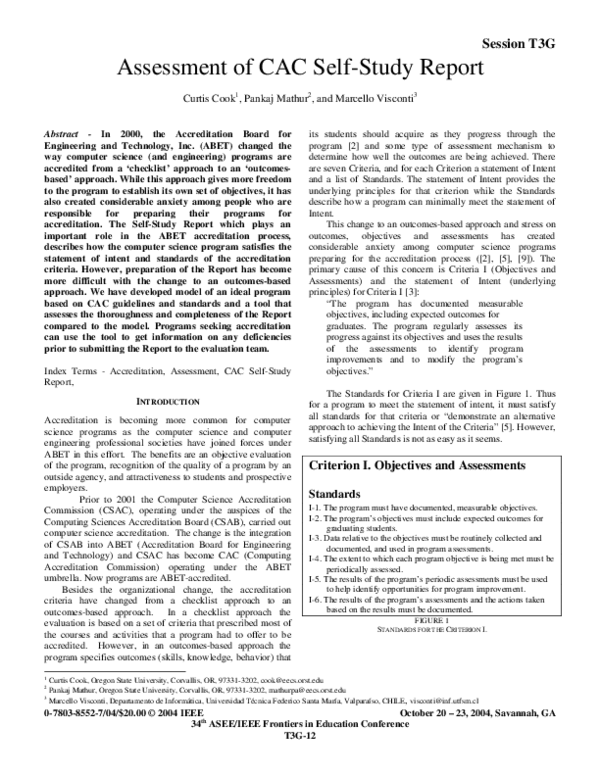 (PDF) Assessment of CAC self-study report