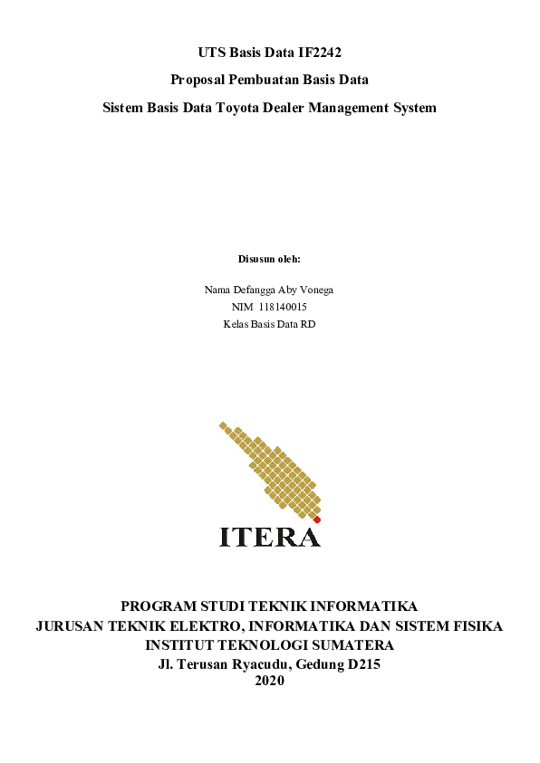 (PDF) Sistem Basis Data Toyota Dealer Management System