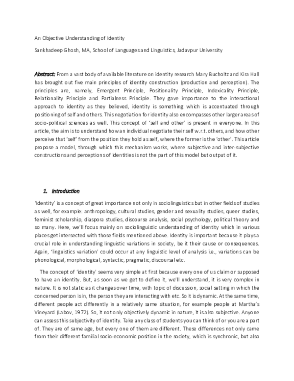(PDF) An Objective Understanding of Identity