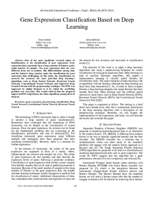 (PDF) Gene Expression Classification Based on Deep Learning