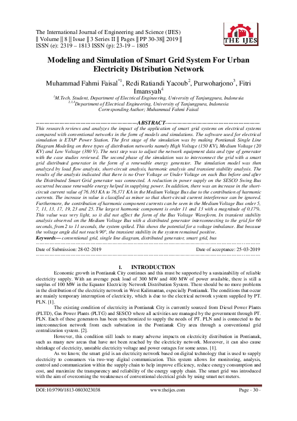 Pdf Modeling And Simulation Of Smart Grid System For Urban