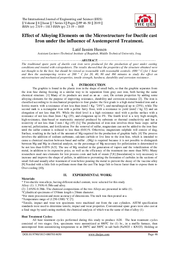 Pdf Effect Of Alloying Elements On The Microstructure For Ductile