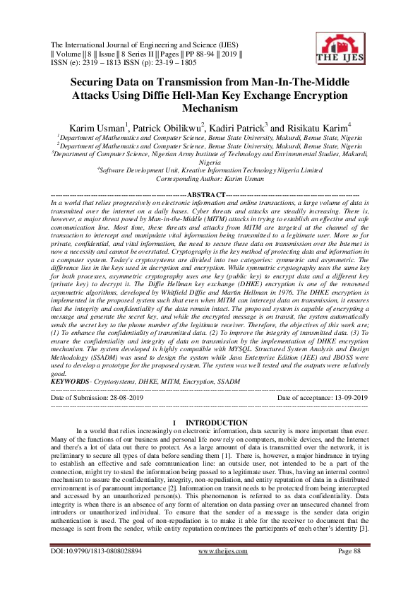 (PDF) Securing Data on Transmission from Man-In-The-Middle Attacks ... (PDF) Securing Data on Transmission from Man-In-The-Middle Attacks ...