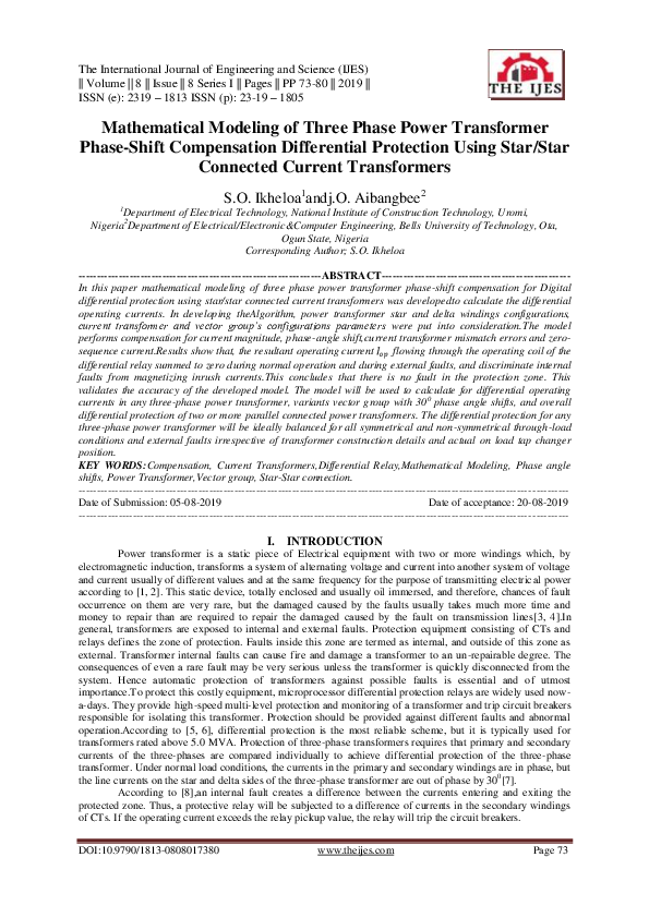 (PDF) Mathematical Modeling of Three Phase Power Transformer Phase-Shift Compensation ...