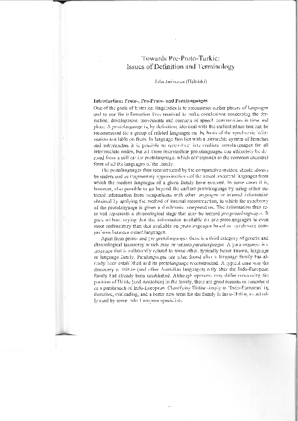 (PDF) Towards Pre-Proto-Turkic: Issues of definition and terminology
